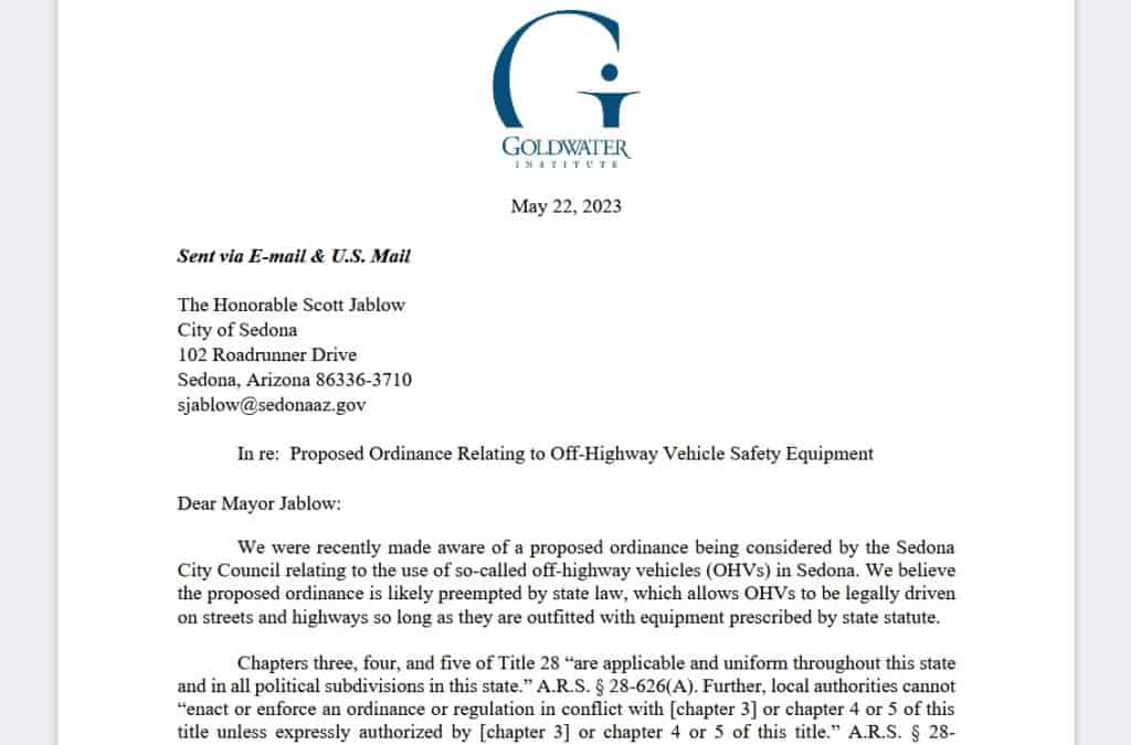 Goldwater Institute lawyer responds to Sedona Mayor Scott Jablow's ...