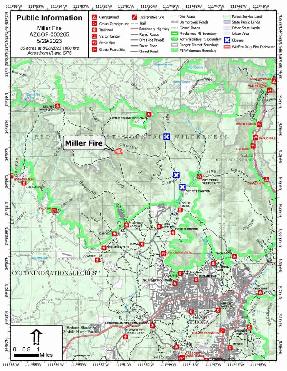 30-acre Miller Fire in Sedona area canyon now at 31% containment with ...