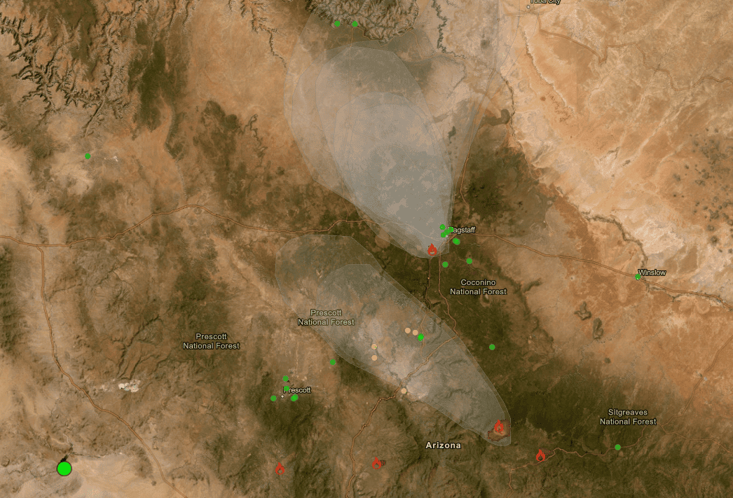 Heavy smoke in skies of Sedona coming from wildfires near Payson ...